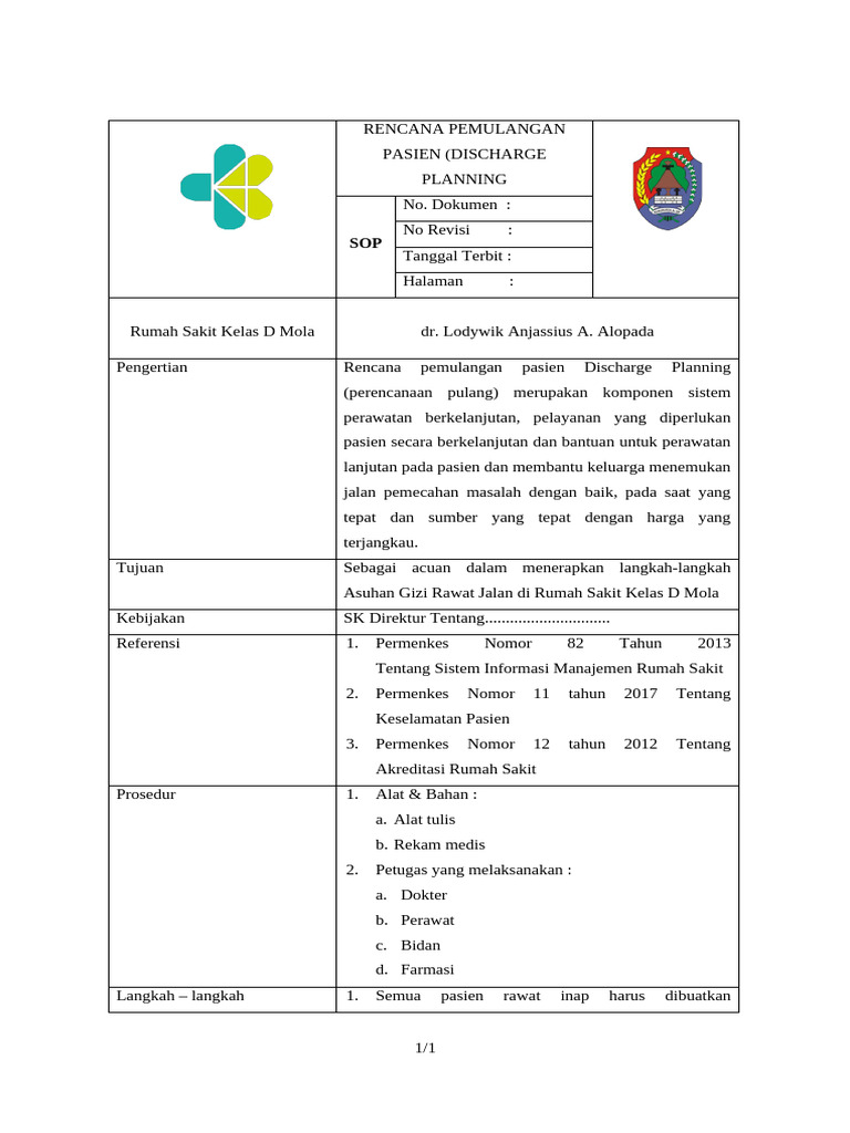AKP 5 EP 1 RENCANA PEMULANGAN PASIEN ( DISCHARGE PLANNING ) | PDF