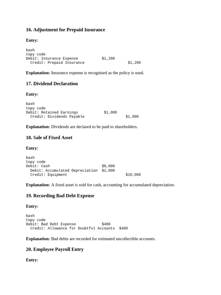 Key Accounting Journal Entries Explained | PDF