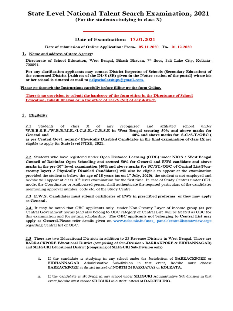 Instructions - of - Website - NTSE - 2021 | PDF