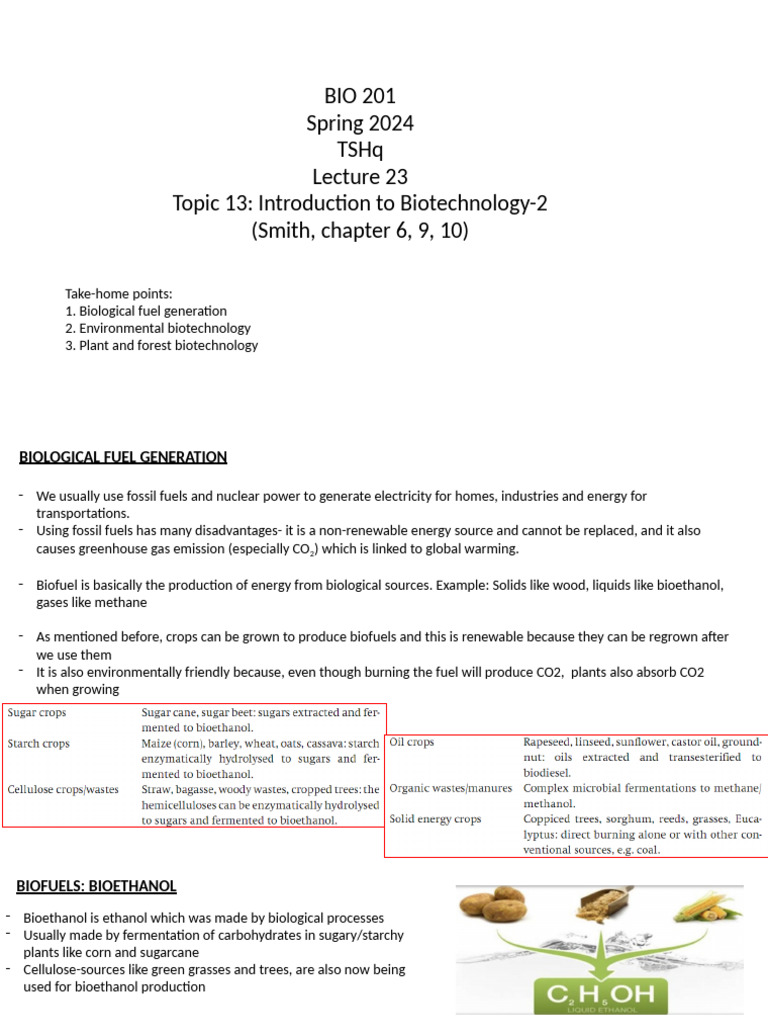 BIO 201 Lecture 23 | PDF | Biofuel | Biodegradation