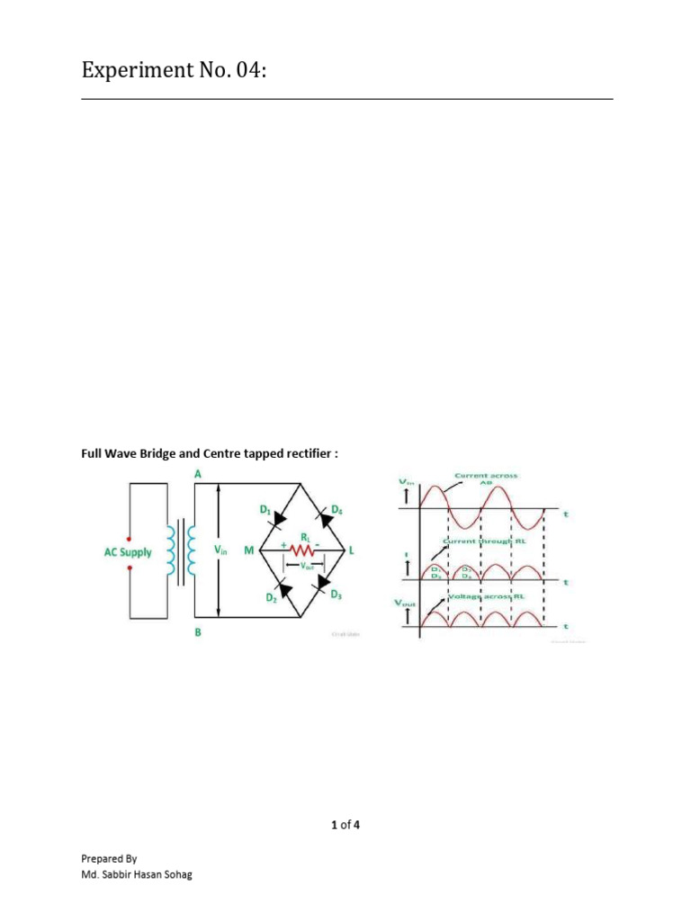 Experiment 04 | PDF | Rectifier | Capacitor