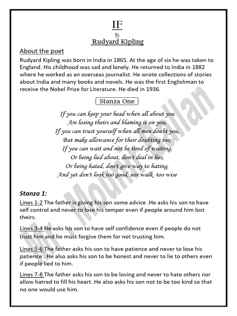 Poetry - If - Rudyard Kipling | PDF | Rudyard Kipling