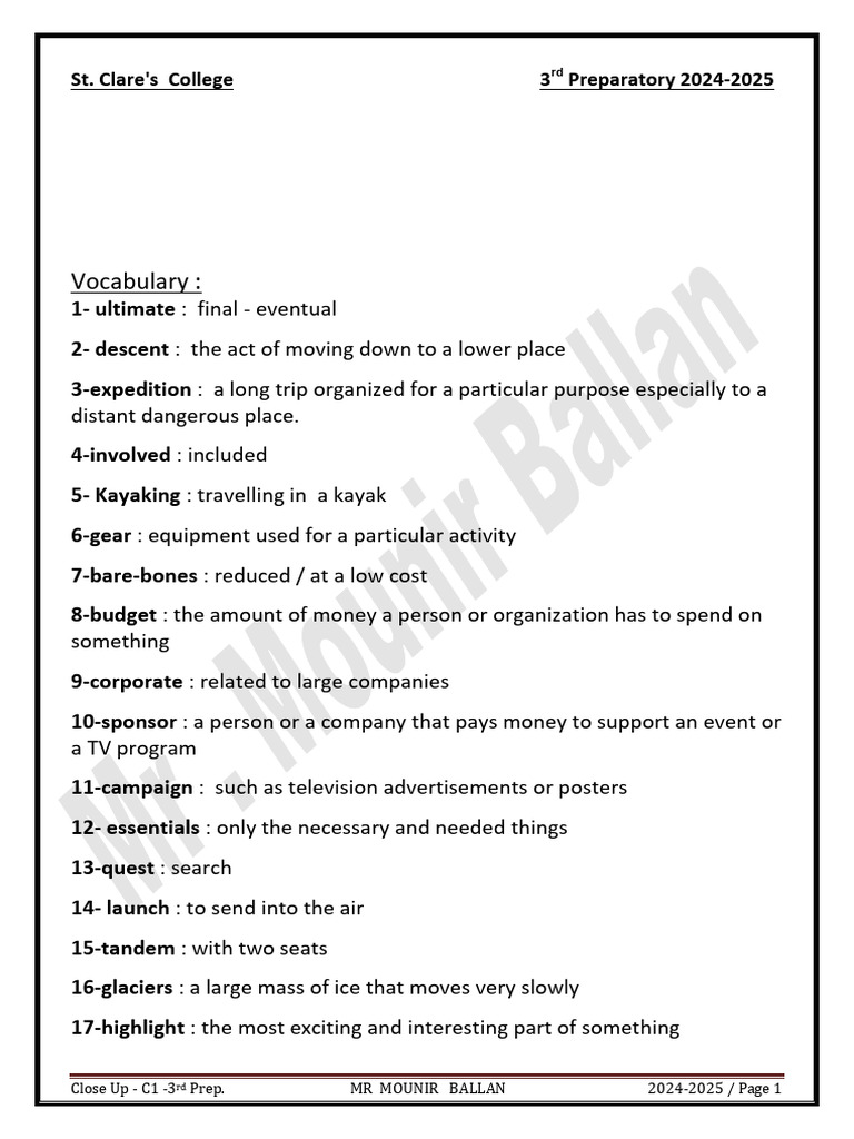 Adventure Vocabulary Guide | PDF | Business | History