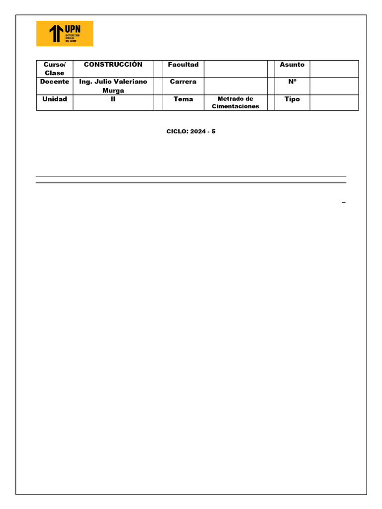 Activ. Práct. de Campo #02-Construcción-2024-5 | PDF | Fundación (Ingeniería)