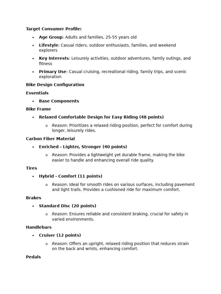 Target Consumer Profile | PDF | Wheeled Vehicles | Vehicle Technology