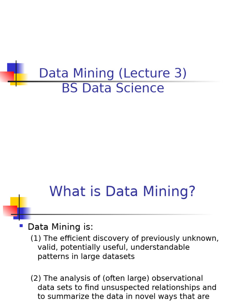 Lecture 3 Data Mining | PDF | Data Mining | Machine Learning