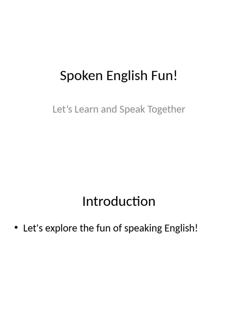 Class 5 Spoken English Presentation | PDF
