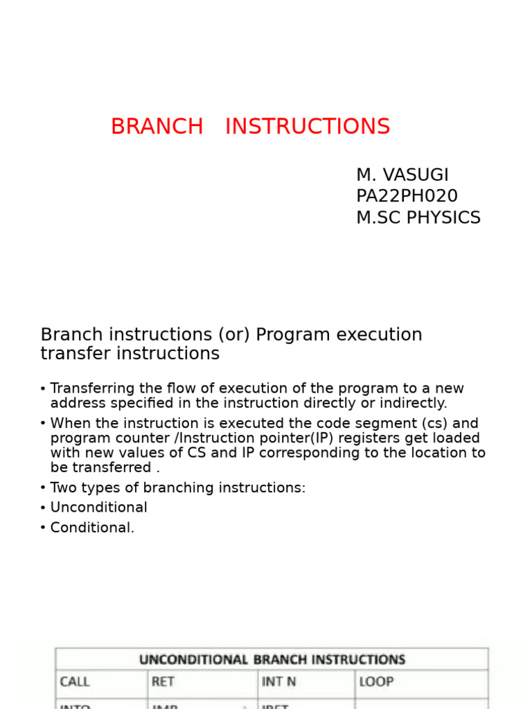 Branch Instructions | PDF | Software Development | Digital Electronics
