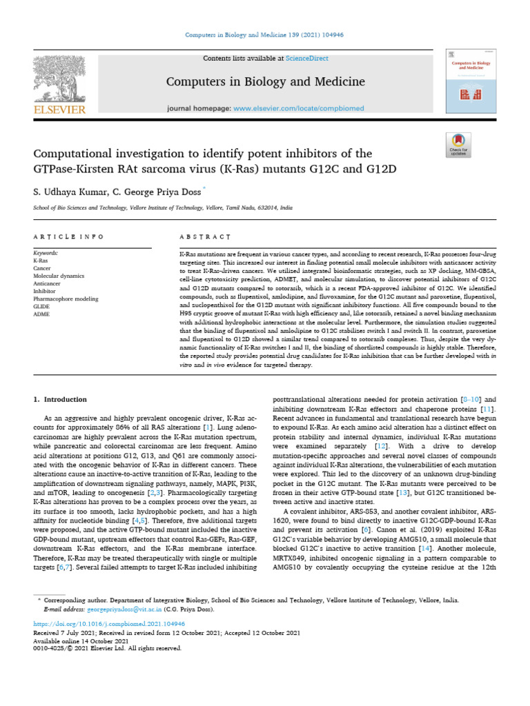 K-Ras G12C/D Inhibitors and ARS-3248 | PDF | Docking (Molecular ...