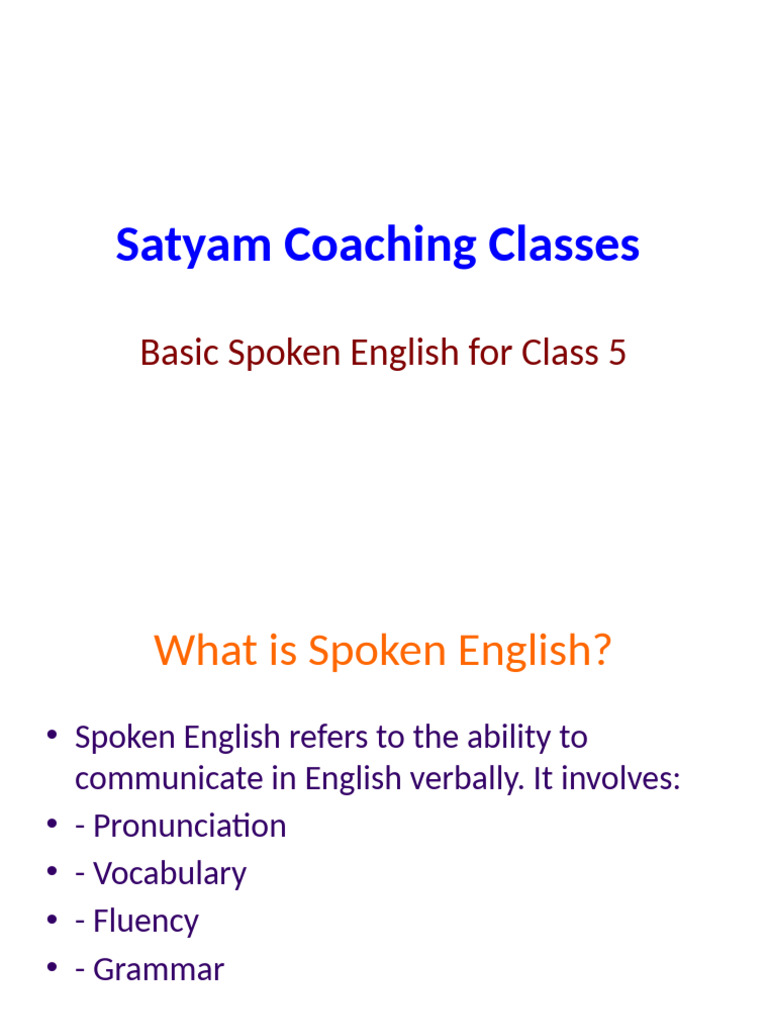Basic Spoken English Class 5 | PDF