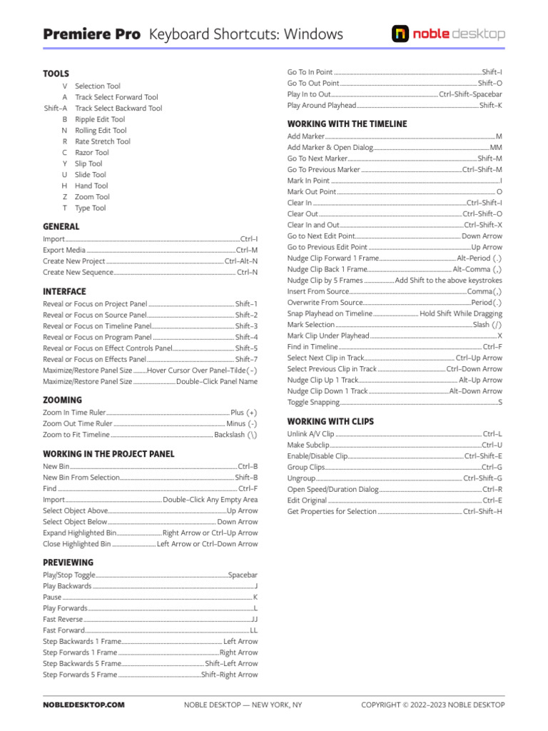 Premiere Pro Keyboard Shortcuts Windows | PDF | Keyboard Shortcut | Computer Keyboard