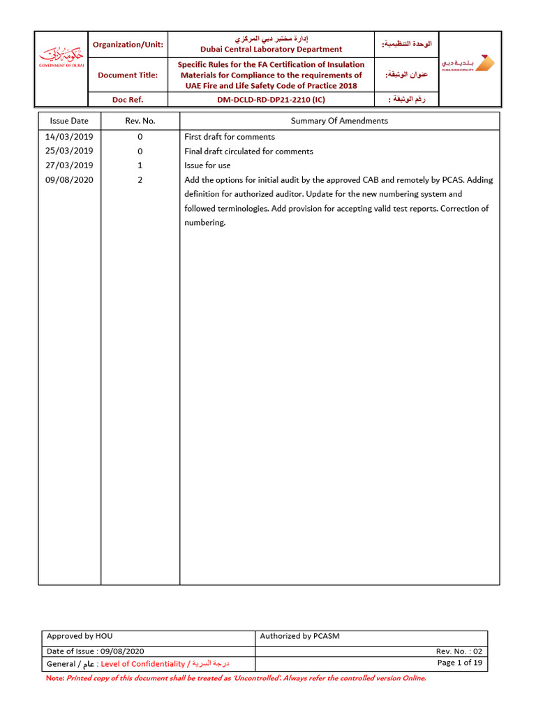 DM DCLD RD DP21 2210 IC Thermal Insulation As Per UAE F S Safety Code of Pr. 2018 R2 | PDF | Iso ...