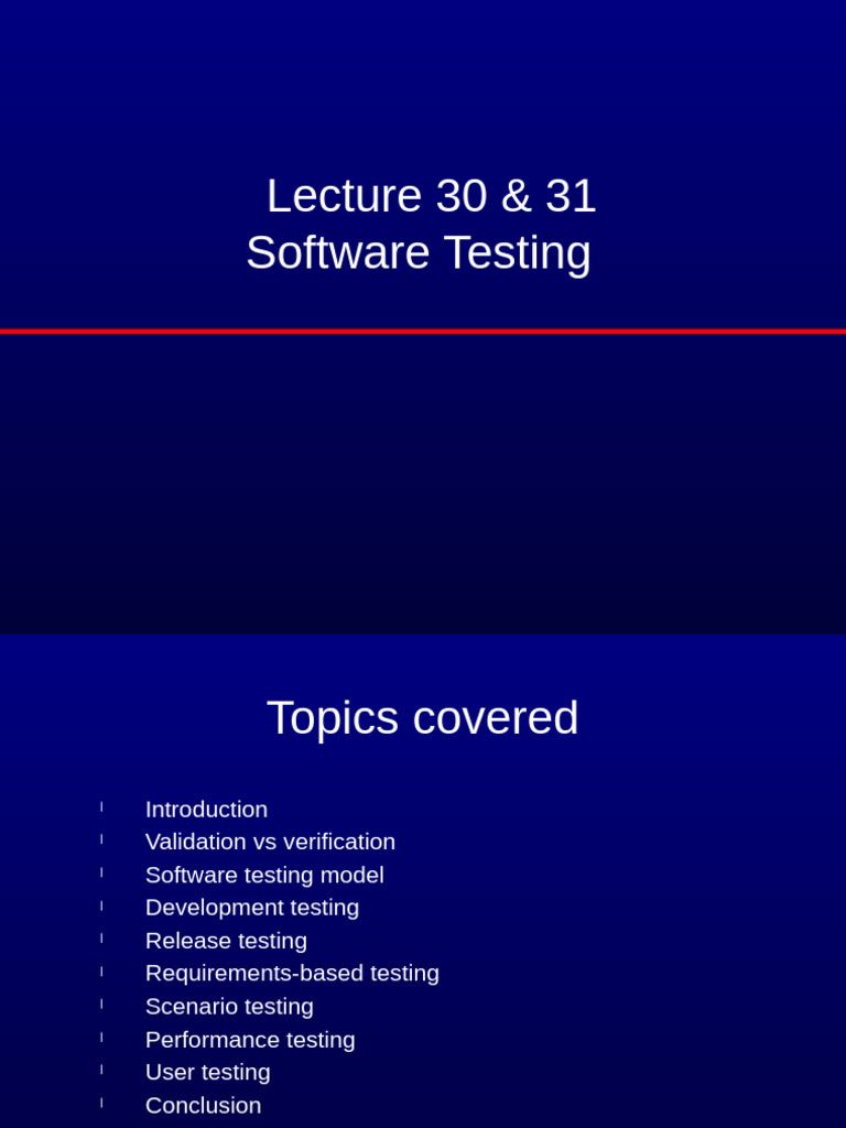Software Engineering Lec10 | PDF | Software Testing | Software Release ...