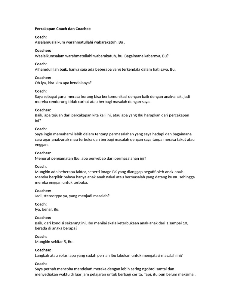 Percakapan Coach Dan Coachee | PDF