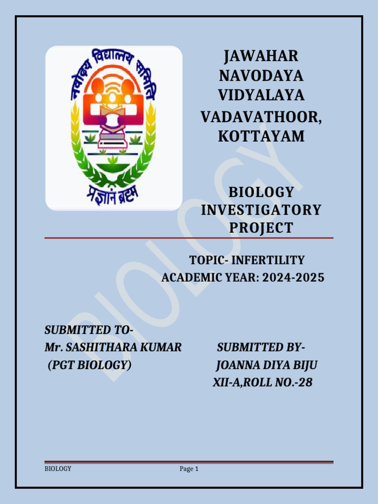 Biology Investigatory Project On Infertility | PDF | Infertility | In ...