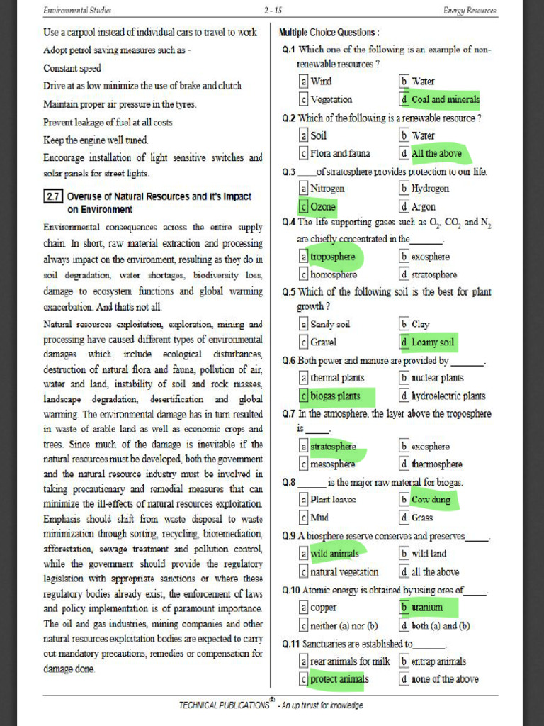 EST Chapter 2 Technical MCQs | PDF | Environmental Degradation | Climate Change