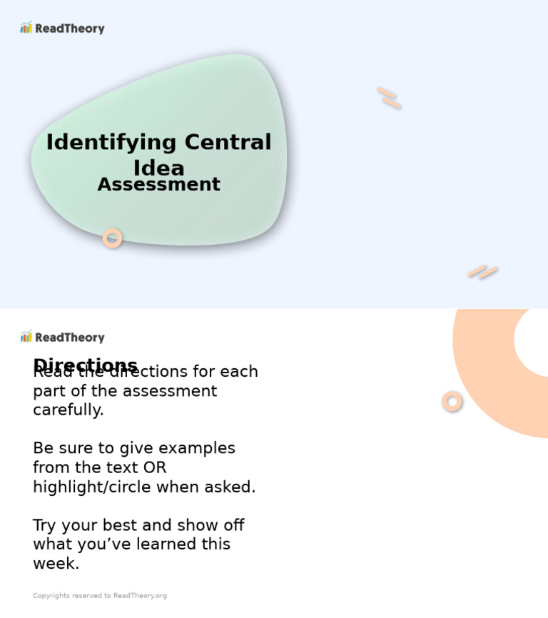 09-Identifying Central Idea Assessment Day 5 | PDF