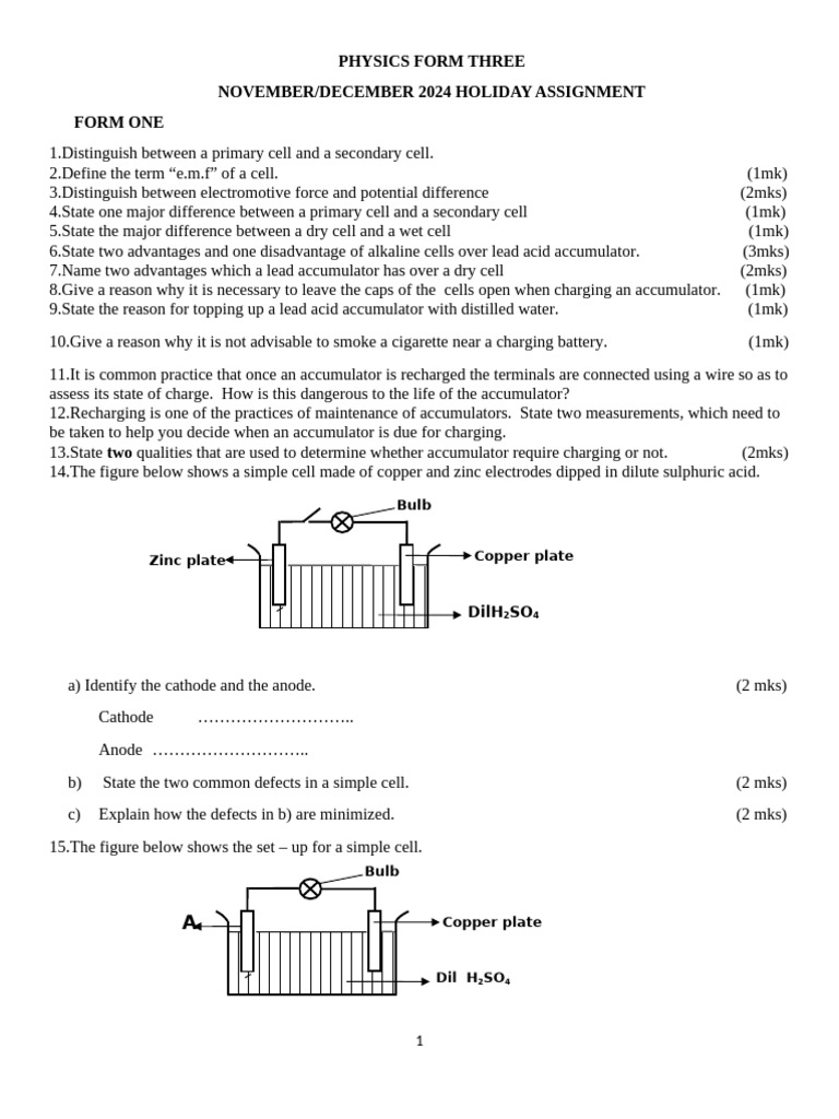 Physics f3 Holiday Assignment | PDF | Waves | Electrical Resistance And Conductance