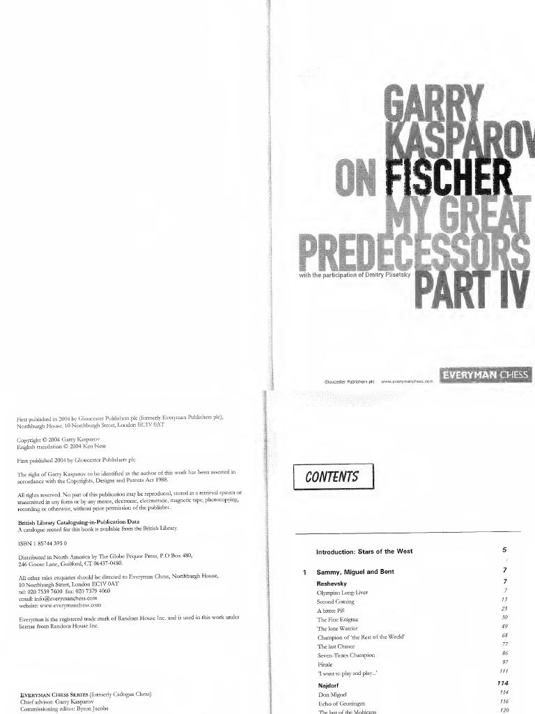 Garry Kasparov On Fischer My Great Predecessors, Part 4 - Text | PDF ...