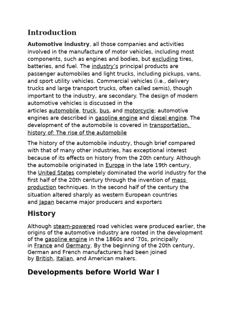 CH 1 Intro | PDF | Car | Automotive Industry