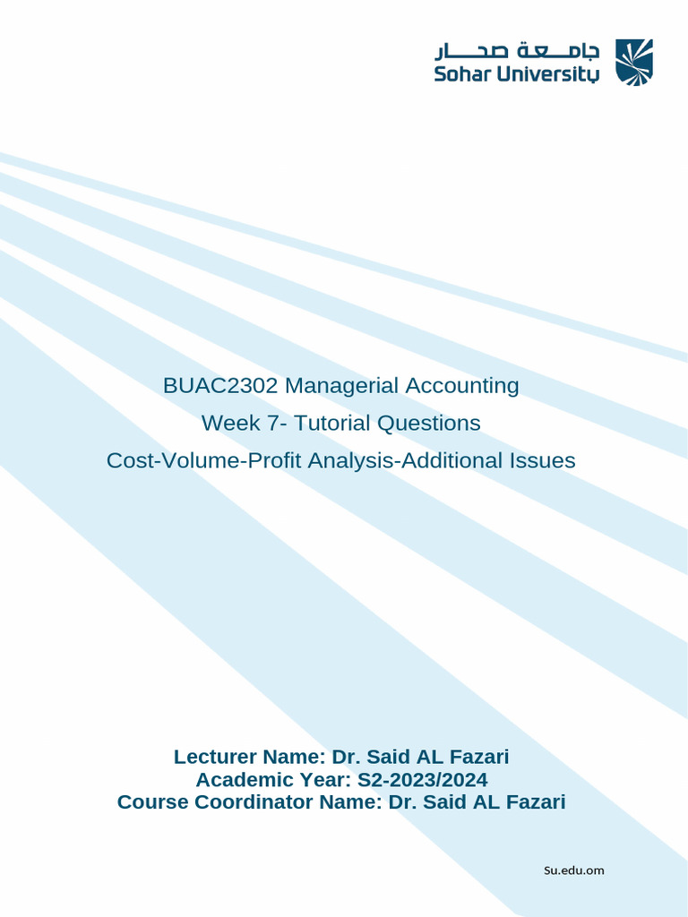 BUAC2302 - Week 7 - Tutorials Quetions | PDF