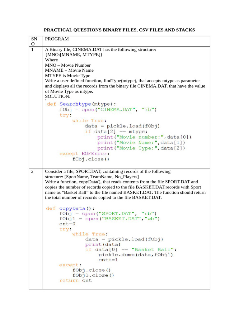 Practical Questions For Record | PDF | Comma Separated Values | String (Computer Science)