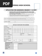 Grade 8 Application Form 2026 WHS | PDF