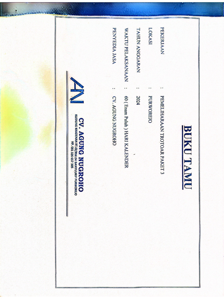 Buku Direksi, Buku Tamu, Buku Ijin Pasang | PDF