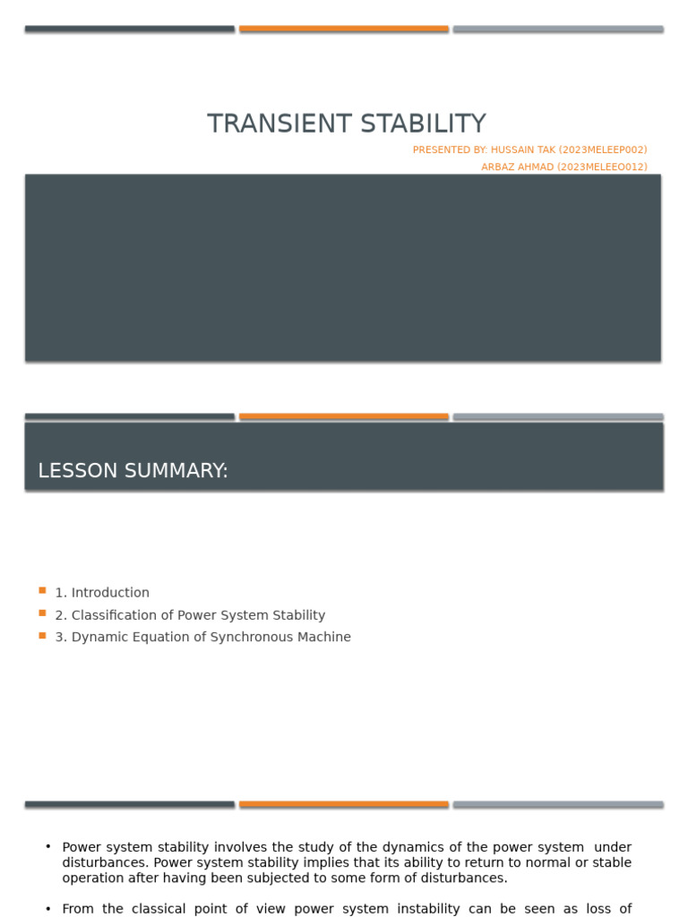 Transient vs Steady State Stability | PDF | Steady State | Electricity