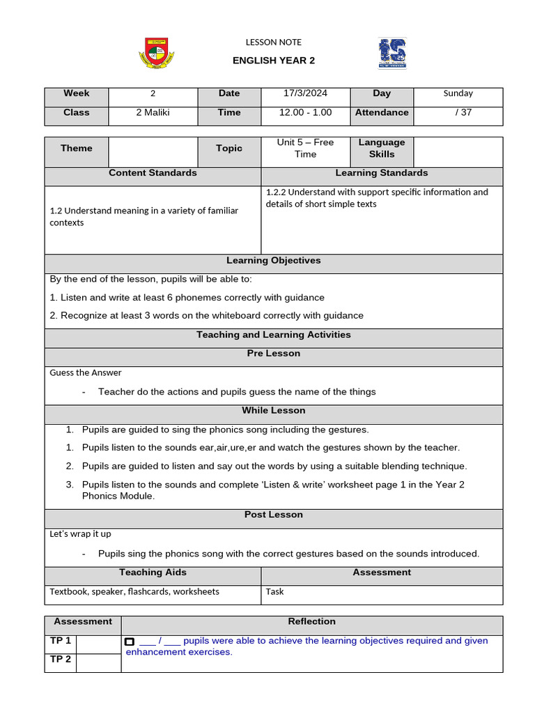 Year 2 Week 2 | PDF | Phonics | Teachers