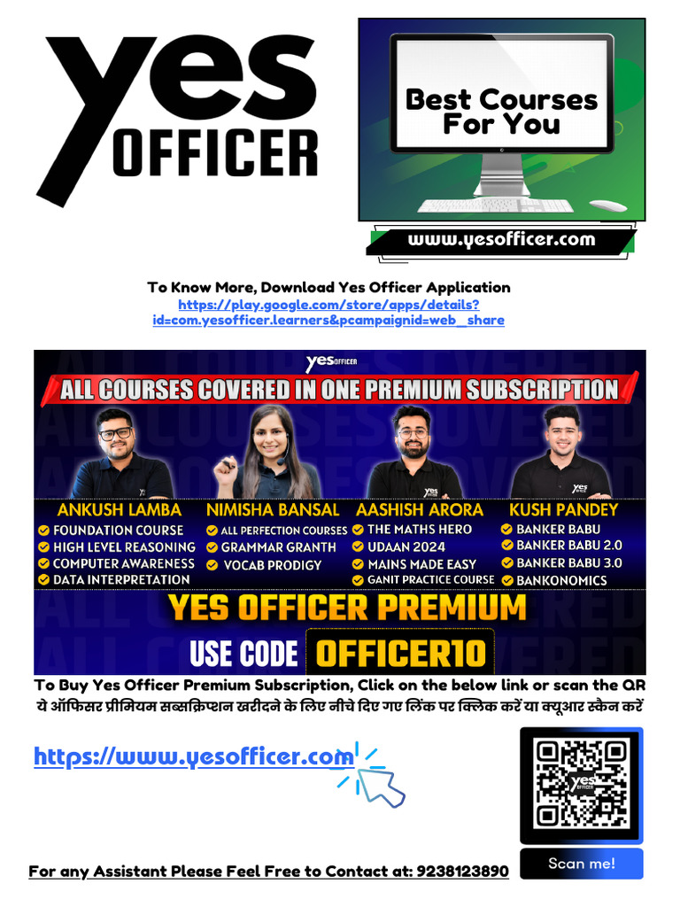 Yes Officer Premium Subscription Guide | PDF | Banks | Reserve Bank Of ...