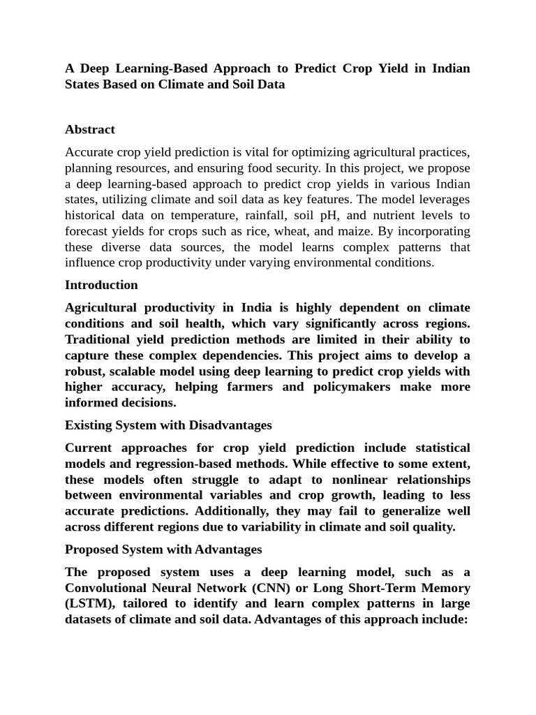 A Deep Learning-Based Approach To Predict Crop Yield in Indian States ...