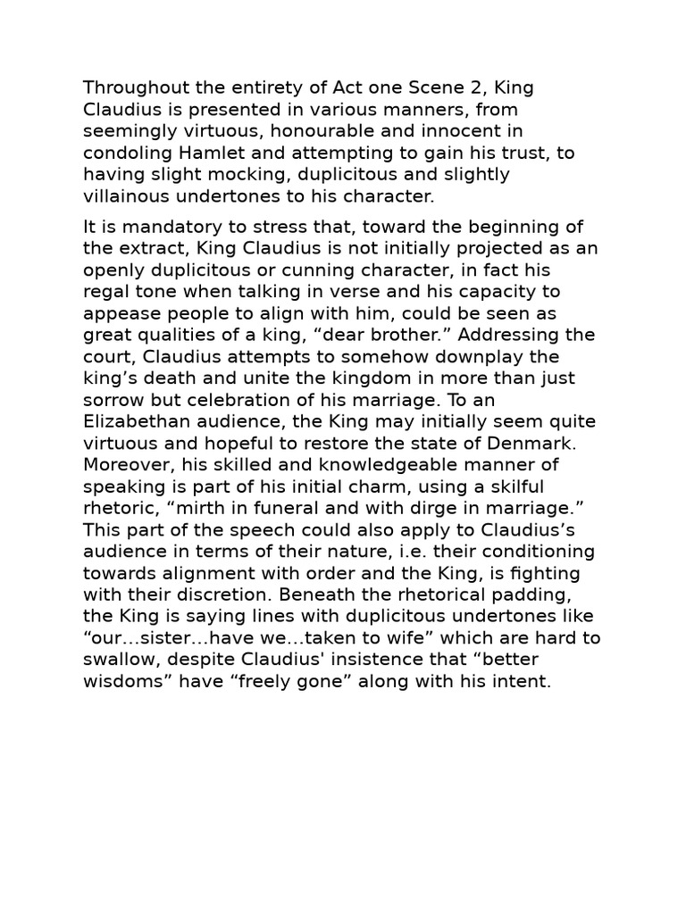 ACT 1 SCENE 2 Attempt One Essay Just Intro and para | PDF | History