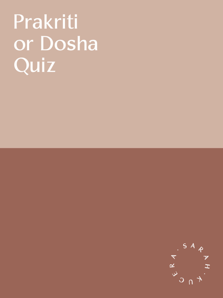 SK-Dosha Quiz | PDF | Ayurveda | Psychology