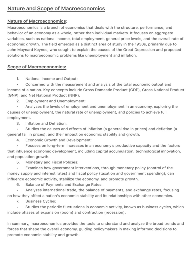 Overview of Macroeconomics Scope | PDF | Macroeconomics | Recession