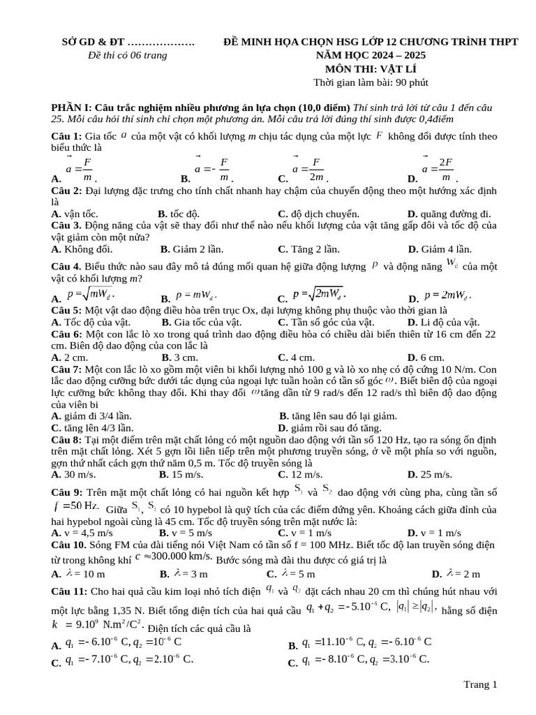 34. ĐỀ MINH HOẠ HSG 12 | PDF