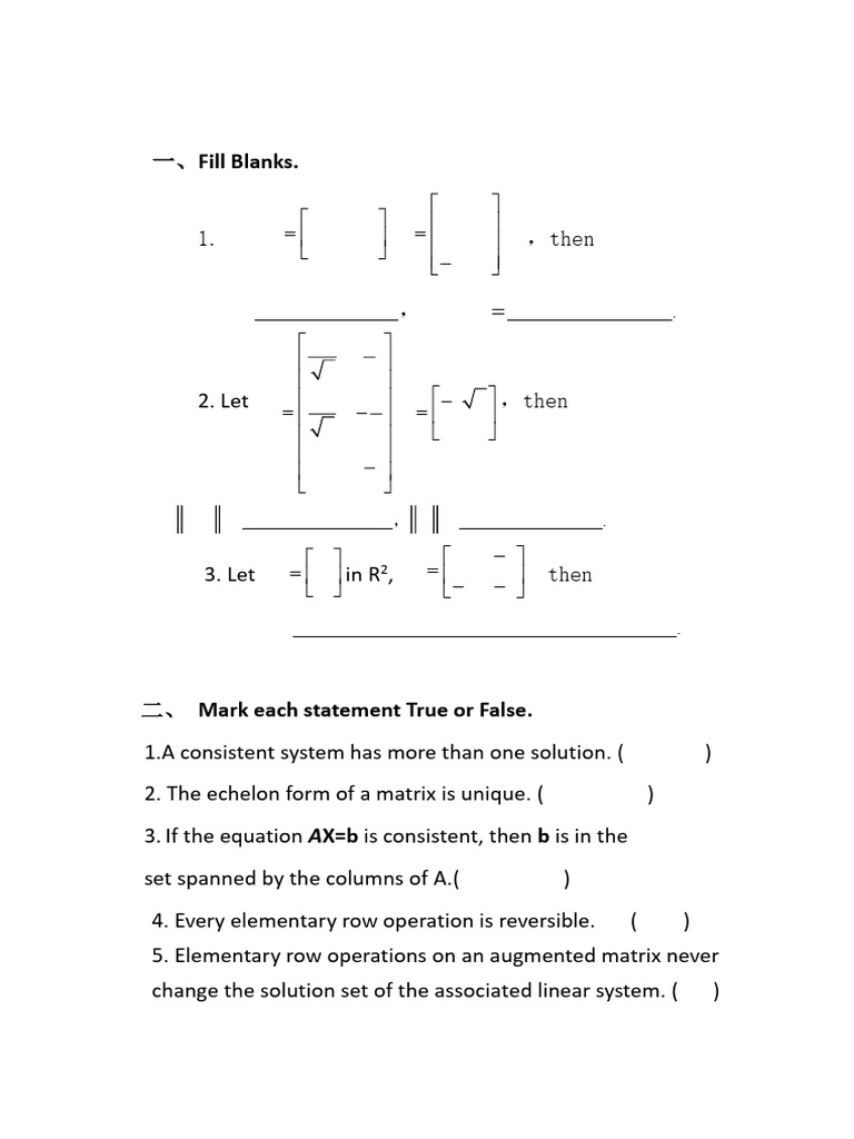 Linear Algebra Review Exercises | PDF | Eigenvalues And Eigenvectors ...