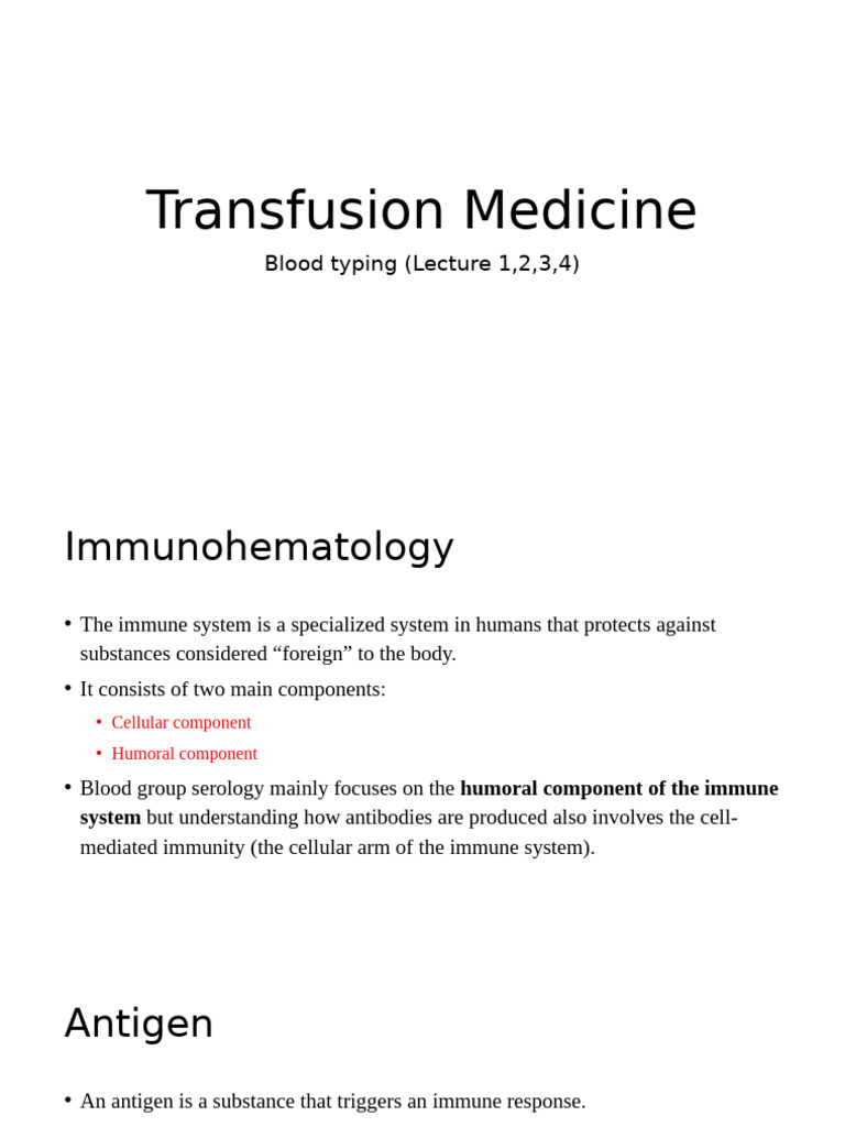 Transfusion Medicine | PDF | Antibody | Blood Type