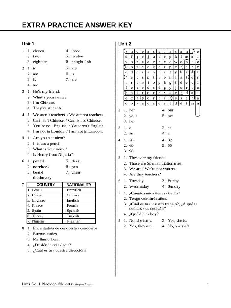 LG1 ExtraPractice-Answers | PDF | Self-Improvement