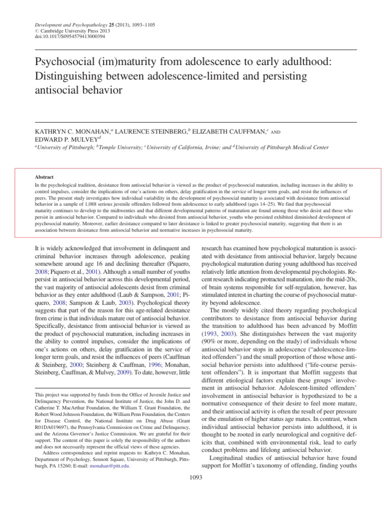 Ec - Relación Madurez Con Comportamiento Antisocial | PDF | Antisocial Personality Disorder ...