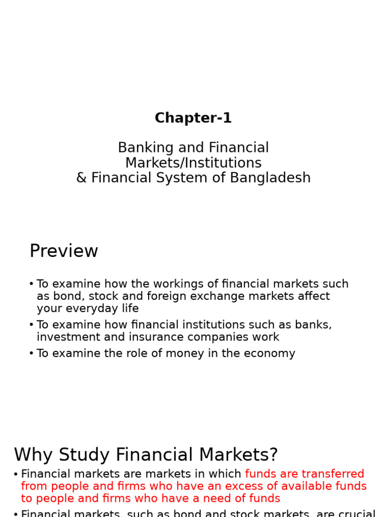 Ch-1 Banking and Financial Markets or Institutions & Financial System ...