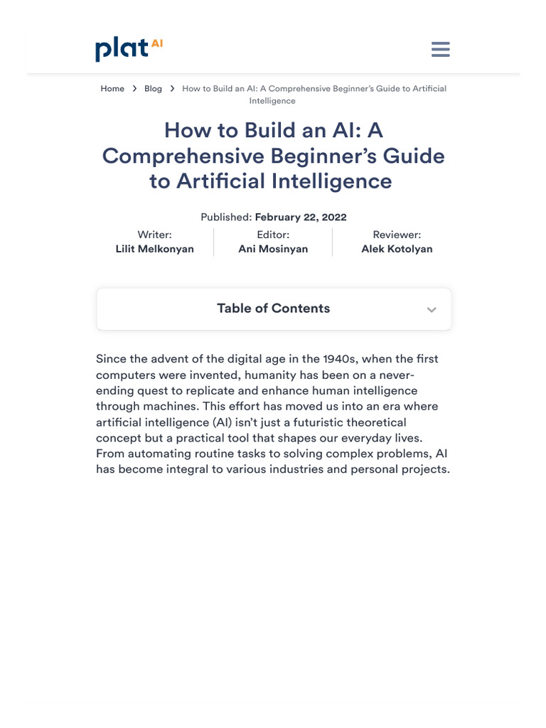 How To Build An AI - A Step-by-Step Guide | PDF | Artificial ...