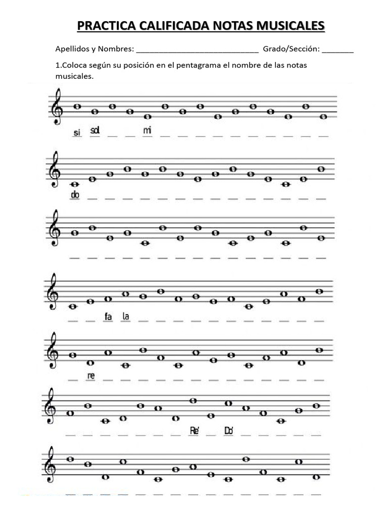 PRACTICA NOTAS MUSICALES | PDF