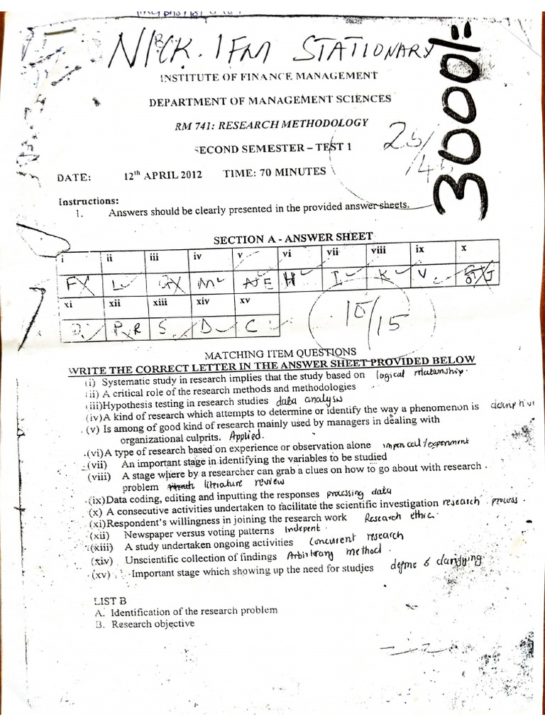 Past Papers of Research Methodology | PDF