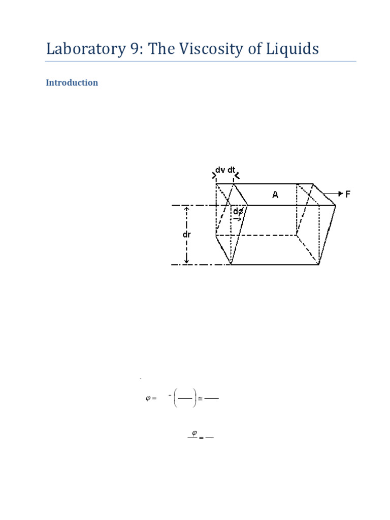Lab 9 Viscosity | PDF | Shear Stress | Viscosity