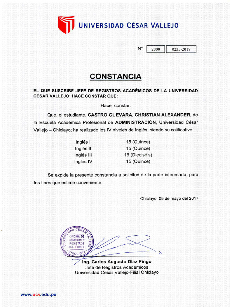Constancia Ingles | PDF