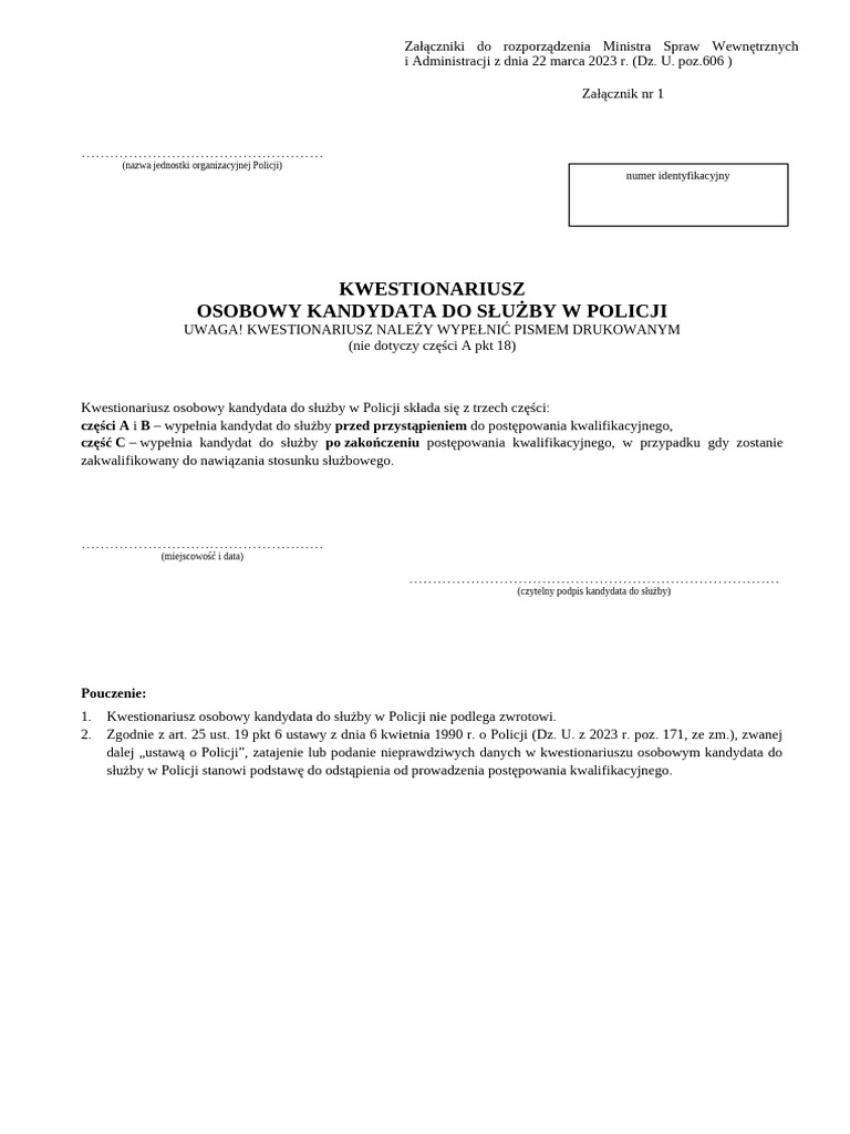 Kwestionariusz Osobowy 2023 Word | PDF