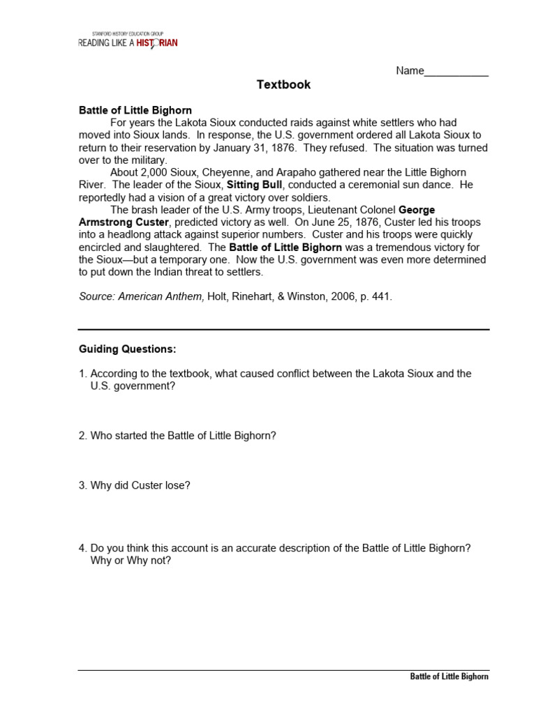 Perspectives on the Battle of Little Bighorn | PDF | Battle Of The ...