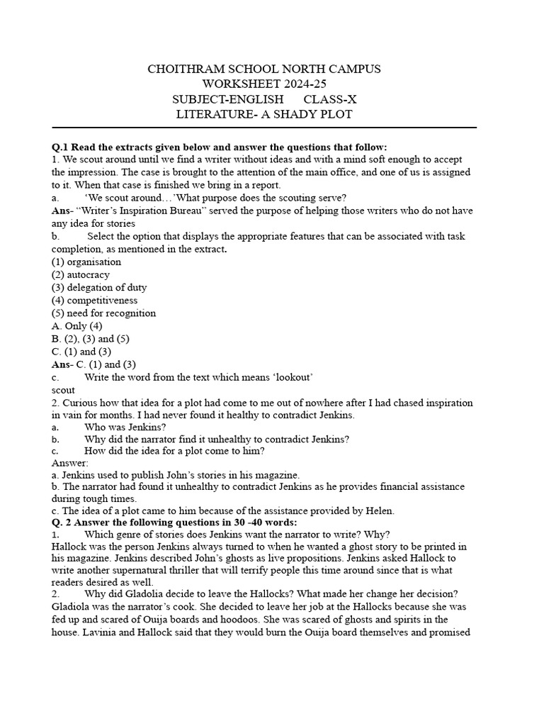 A Shady Plot Solved WS 24-25 | PDF | Ghosts