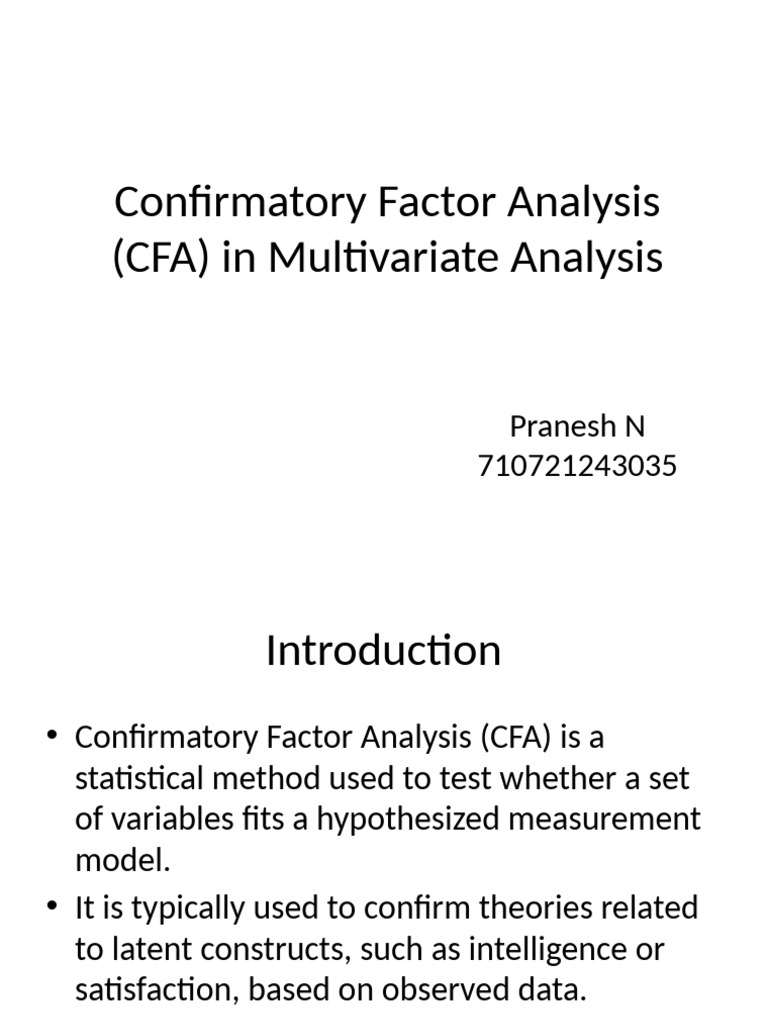Confirmatory Factor Analysis Presentation | PDF | Factor Analysis ...